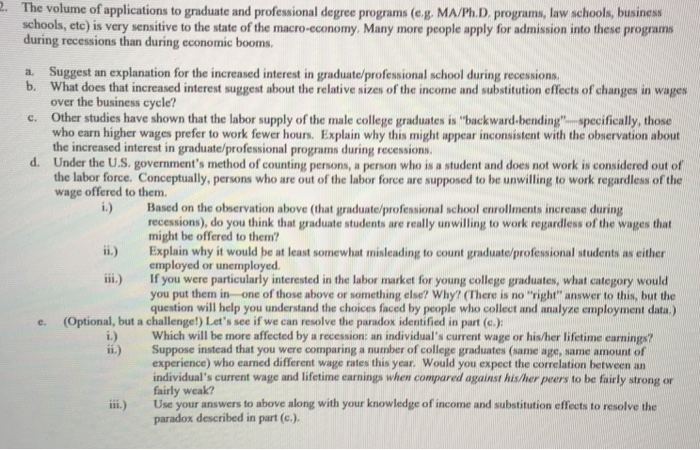 Solved The volume of applications to graduate and | Chegg.com