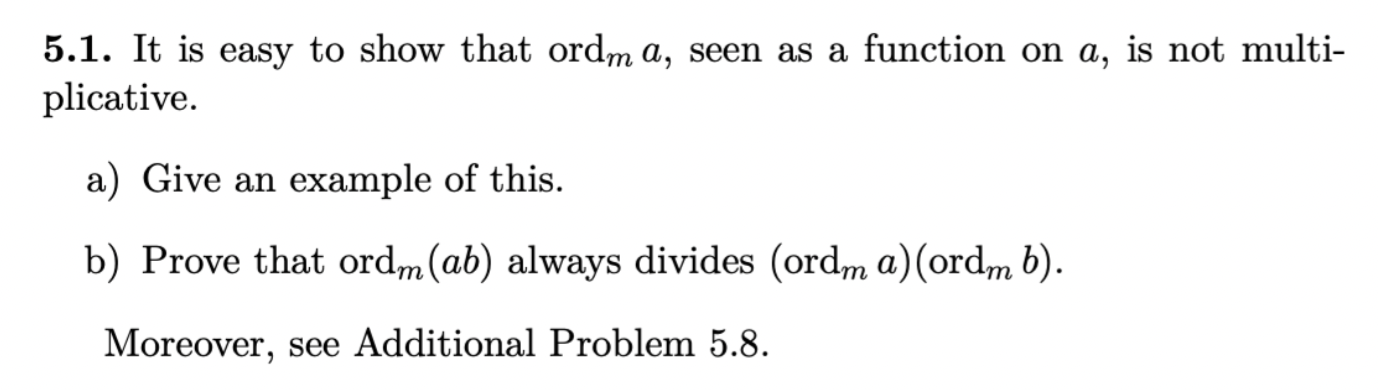 Solved 5.1. It is easy to show that ordma, seen as a | Chegg.com