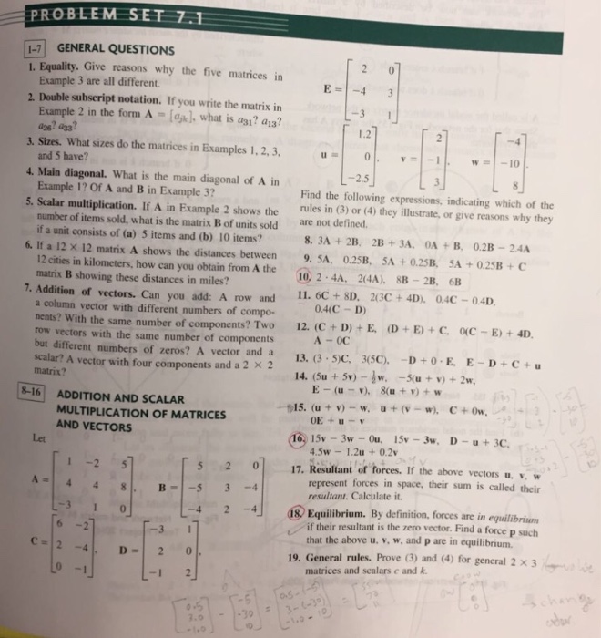 Solved Give reasons why the five matrices in Example 3 are | Chegg.com