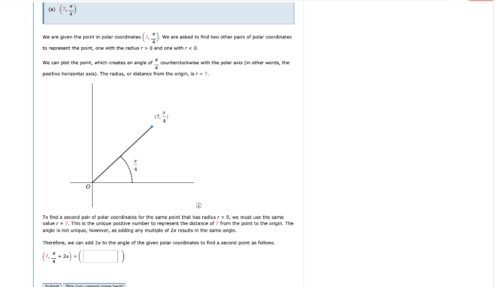 Solved a 7 We Are Given The Point In Polar Coordinates Chegg