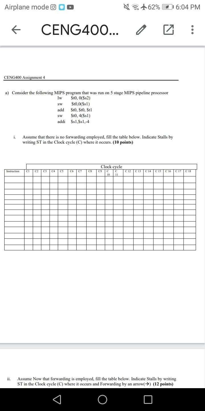 Solved SW a) Consider the following MIPS program that was | Chegg.com