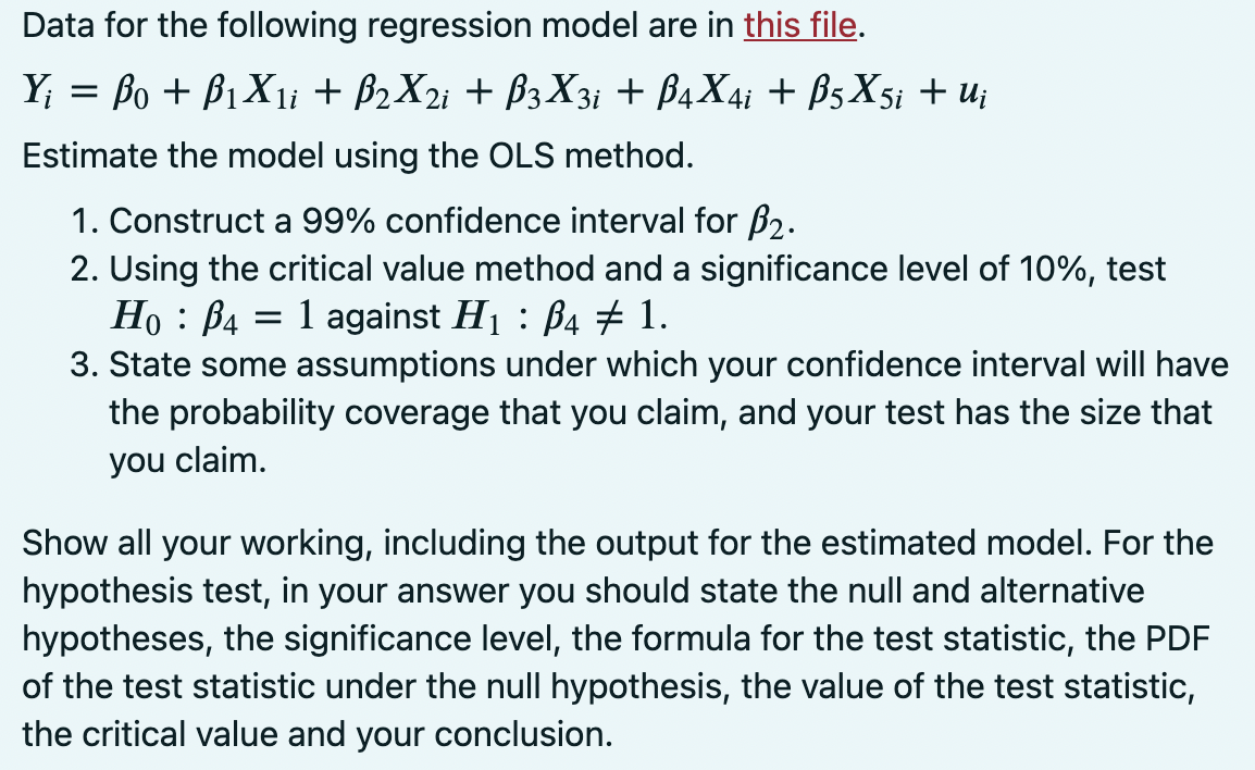 Solved Use Gretl to answer question Dataset values | Chegg.com