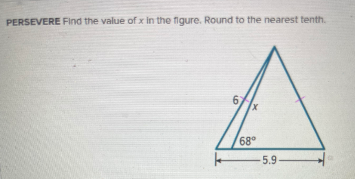 PERSEVERE Find the value of x ﻿in the figure. Round | Chegg.com