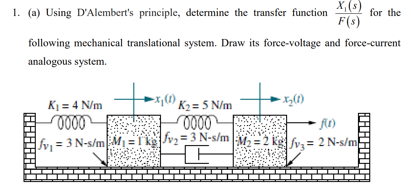 Solved 1. (a) Using D'Alembert's principle, determine the | Chegg.com