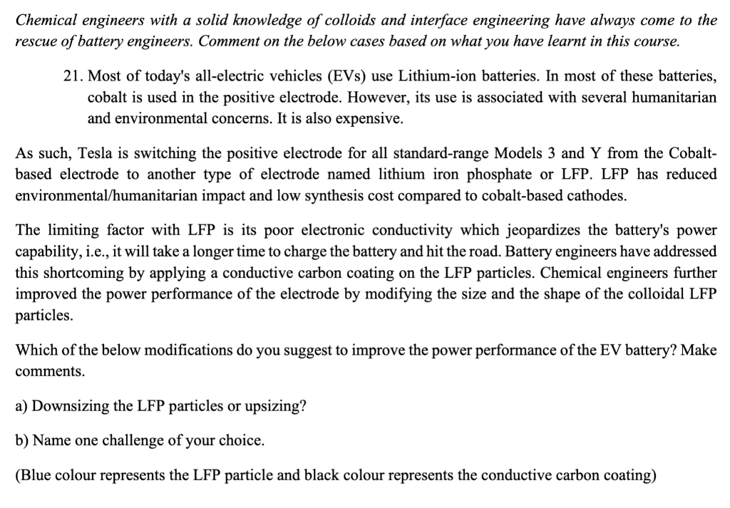 Solved Chemical engineers with a solid knowledge of colloids | Chegg.com