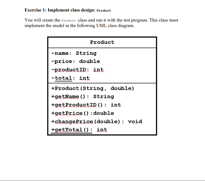 Solved Exercise 1 Implement Class Design Product You Will 7117