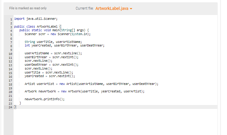 Solved Given main(), define the Artist class (in file | Chegg.com