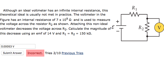 Solved Although an ideal voltmeter has an infinite internal | Chegg.com