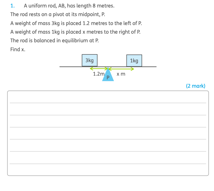 Solved 1. A uniform rod, AB, has length 8 metres. The rod | Chegg.com
