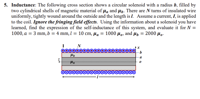 Solved 5. Inductance: The following cross section shows a | Chegg.com