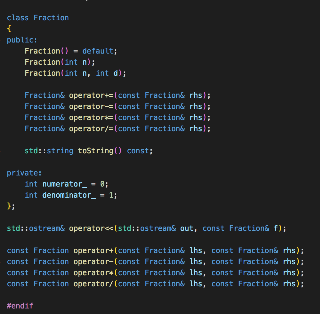 7 const Fraction operator/(const Fraction\& Lhs, | Chegg.com 7 const Fraction operator/(const Fraction\& Lhs, | Chegg.com