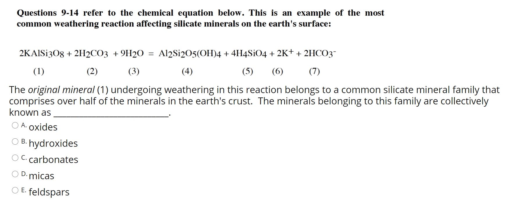 Solved Questions 9-14 refer to the chemical equation below. | Chegg.com