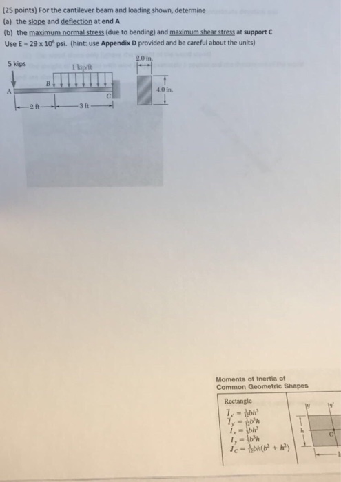 Solved For the cantilever beam and loading shown, determine | Chegg.com