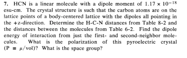 HCN is a linear molecule with a dipole moment | Chegg.com