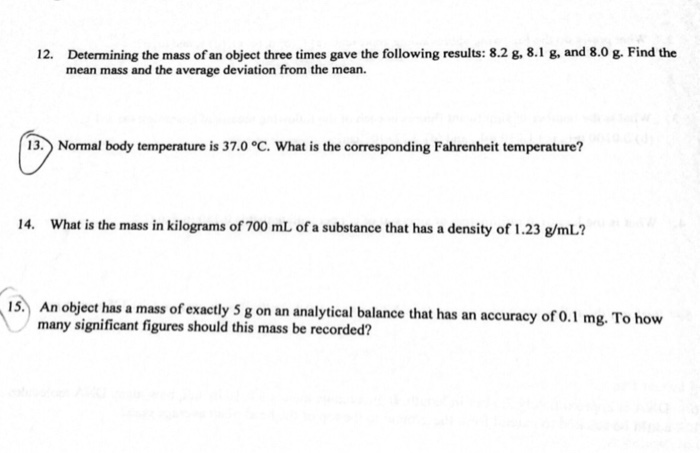 Solved 12. Determining the mass of an object three times | Chegg.com