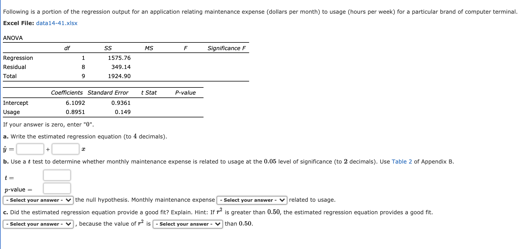 Solved Following is a portion of the regression output for | Chegg.com