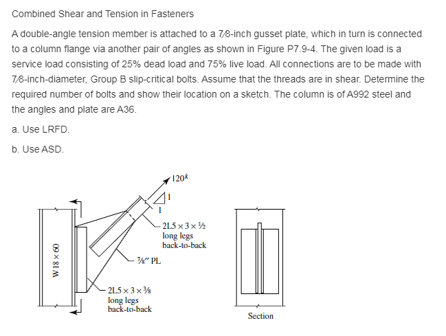 Solved Combined Shear and Tension in Fasteners A | Chegg.com
