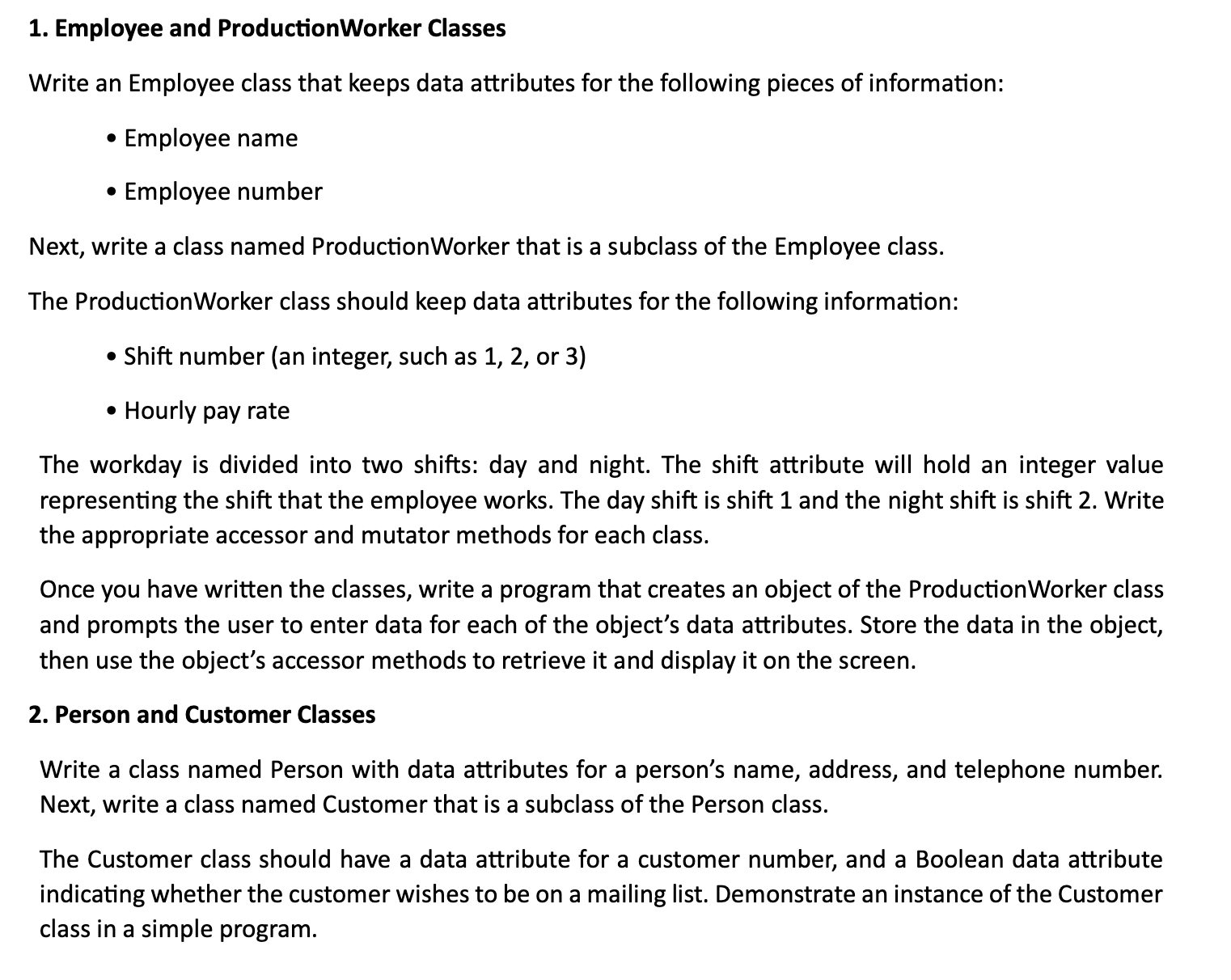 Solved Write an Employee class that keeps data attributes | Chegg.com