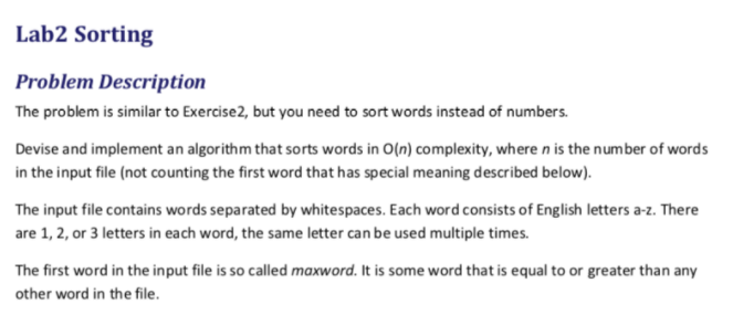 Solved Lab2 Sorting Problem Description The problem is | Chegg.com