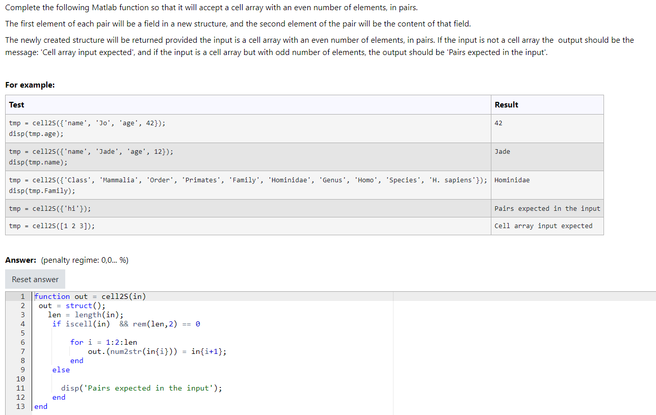 Solved matlab i passed all the test except the last one i | Chegg.com