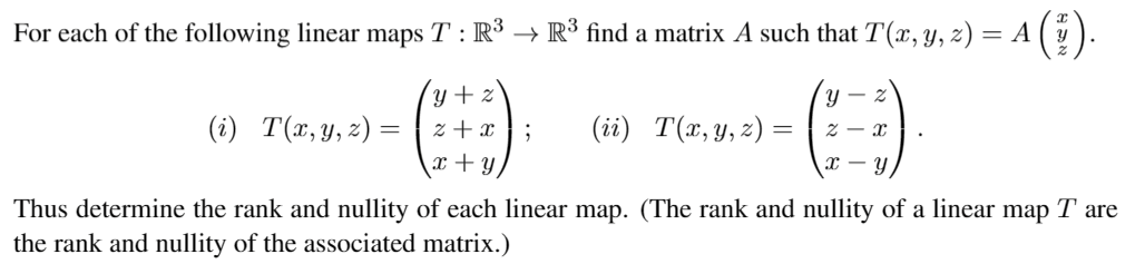 Solved For each of the following linear maps T:R3→R3 ﻿find a | Chegg.com