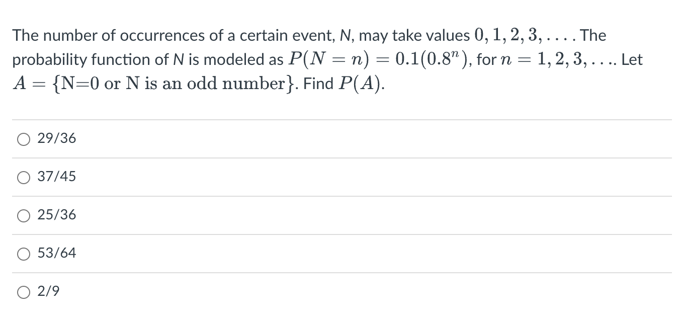 Solved The number of occurrences of a certain event, N, ﻿may | Chegg.com
