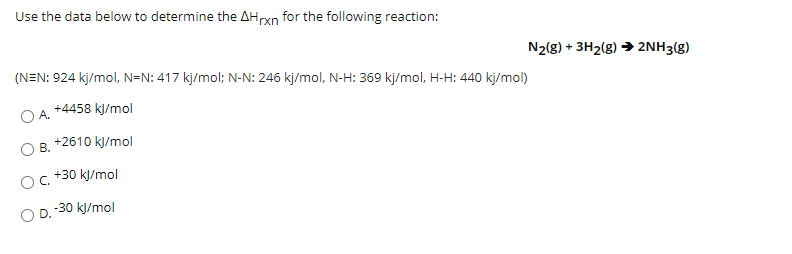 Solved Use the data below to determine the AHrxn for the | Chegg.com