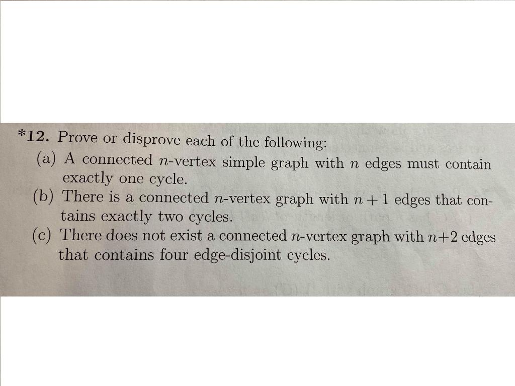 Solved *12. Prove or disprove each of the following: (a) A | Chegg.com