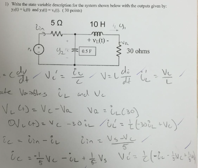 Solved 1 Write The State Variable Description For The 9345