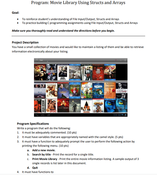 Goal: - To reinforce student's understanding of File | Chegg.com