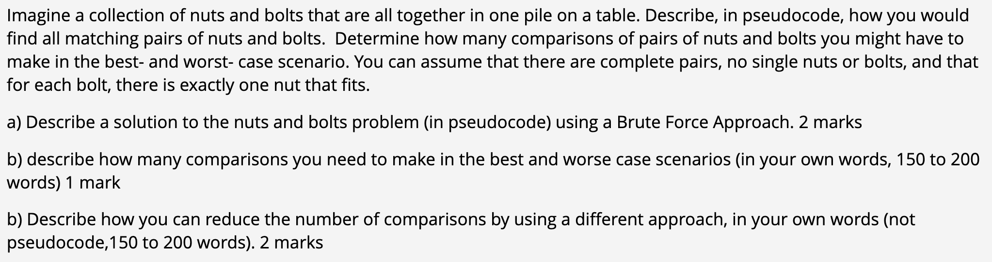 Solved Imagine a collection of nuts and bolts that are all | Chegg.com