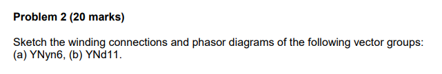 Solved Problem 2 (20 marks) Sketch the winding connections | Chegg.com