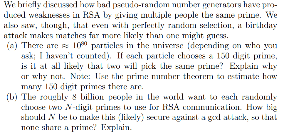 Solved We briefly discussed how bad pseudo-random number | Chegg.com