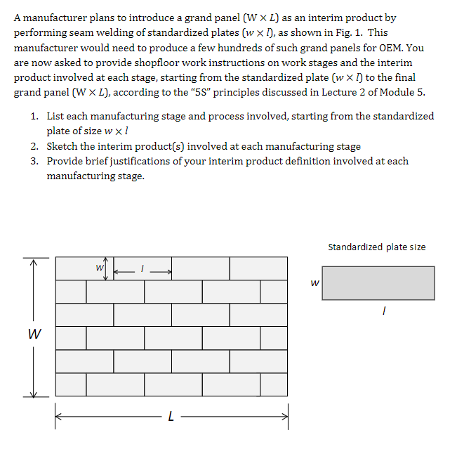 Solved A manufacturer plans to introduce a grand panel (W×L) | Chegg.com