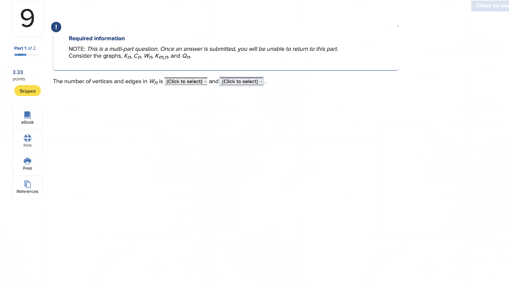 Solved Check my w 9 Part 1 of 2 Required information NOTE: | Chegg.com