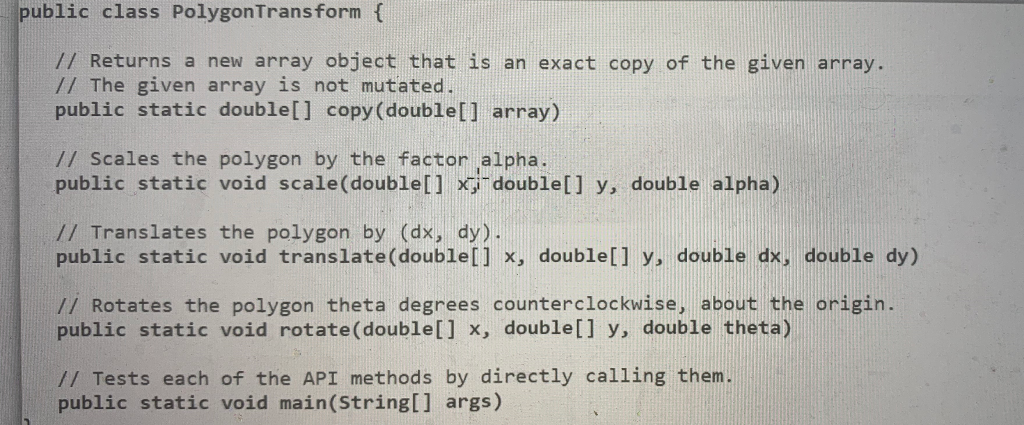 Solved 1. Polygon transform (25 points). Write a library of | Chegg.com