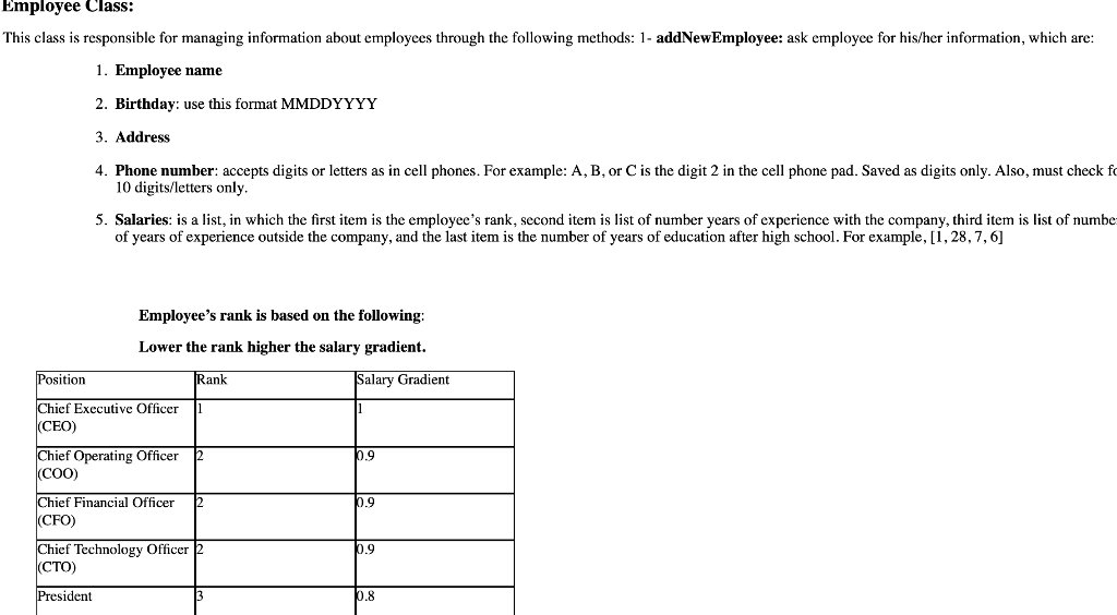 Problem Specification Develop an application in | Chegg.com