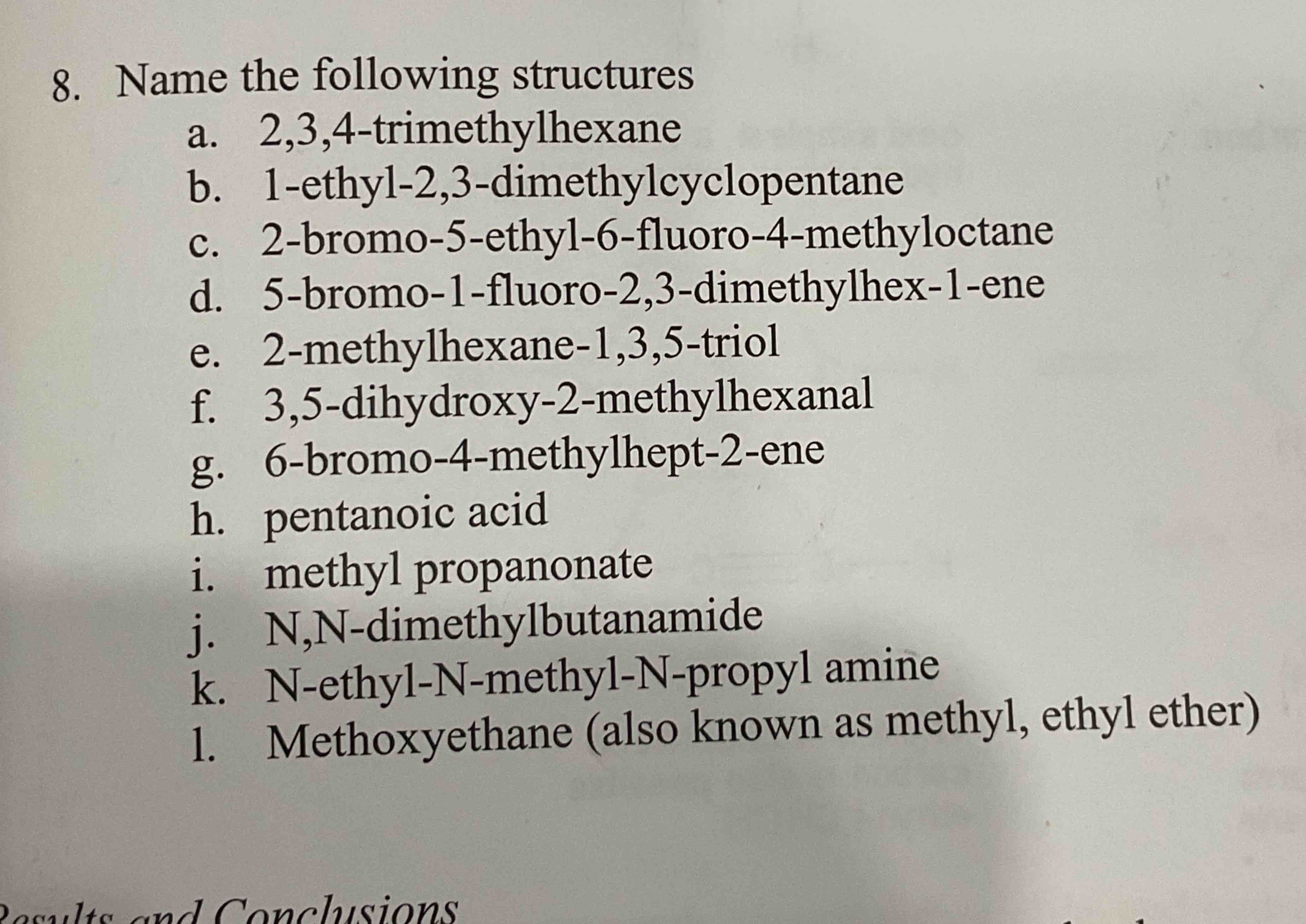 Solved 8. ﻿Name the following structures | Chegg.com