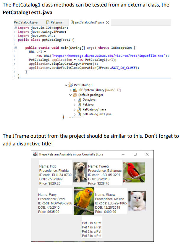 Solved Use your Pet class and the Date class from the | Chegg.com