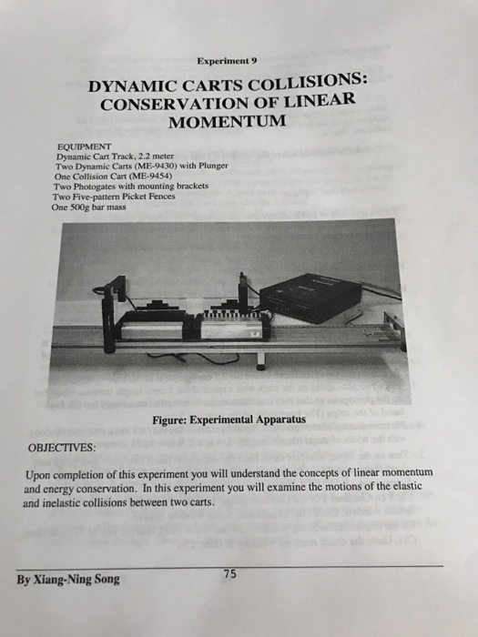 Solved Experiment 9 DYNAMIC CARTS COLLISIONS: CONSERVATION | Chegg.com