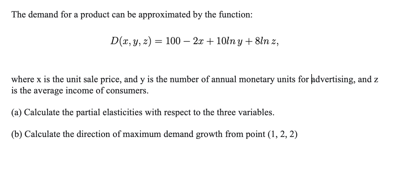 Solved The demand for a product can be approximated by the | Chegg.com