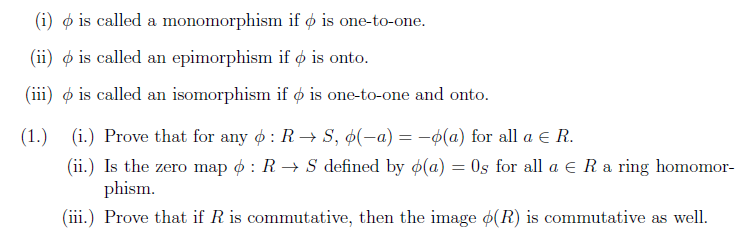 Solved (i) φ is called a monomorphism if φ is one-to-one. | Chegg.com