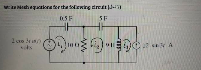 Solved Write Mesh equations for the following circuit | Chegg.com