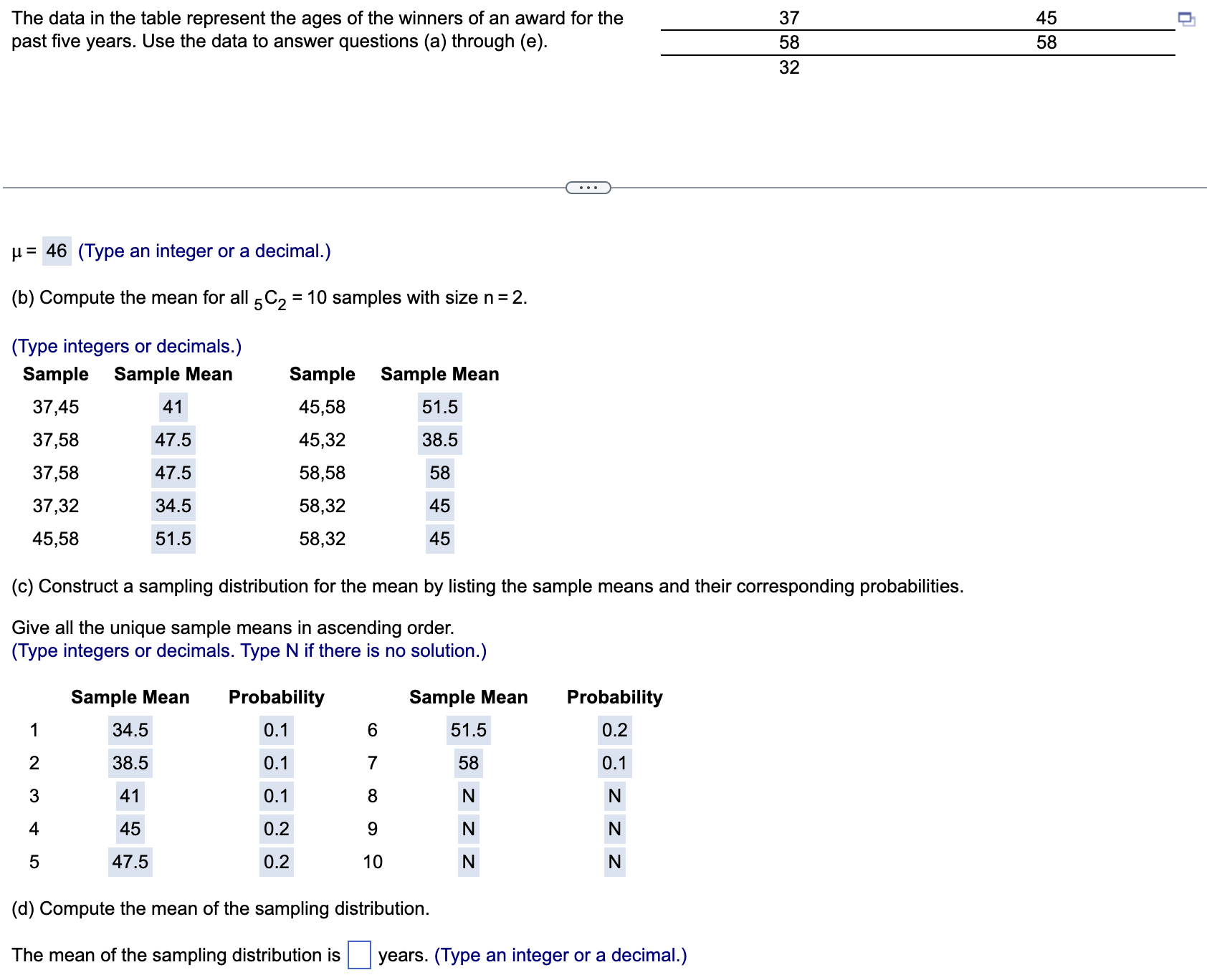 Solved The data in the table represent the ages of the | Chegg.com