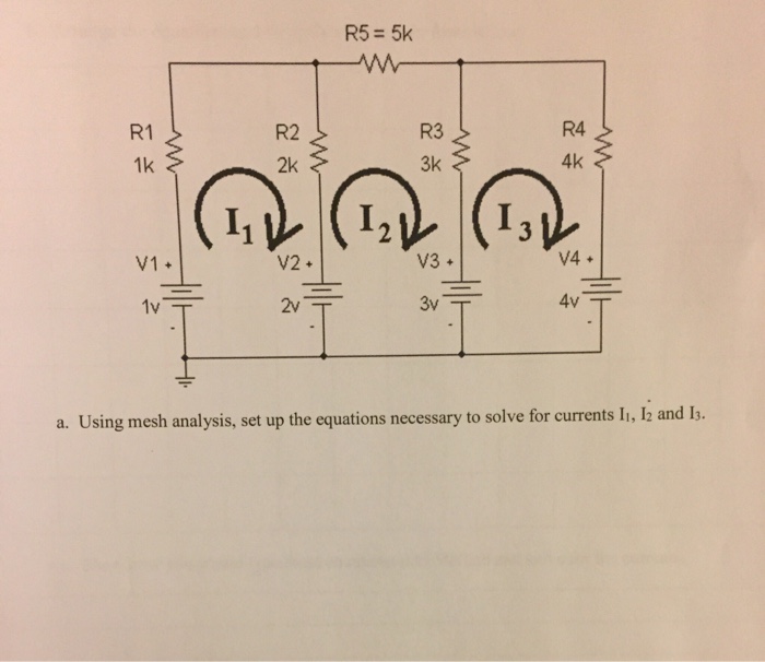 Solved R5 = 5k R2 2k R3 3k R4 4k R1 1k V3 + V4. V1+ V2+ Sv_ | Chegg.com