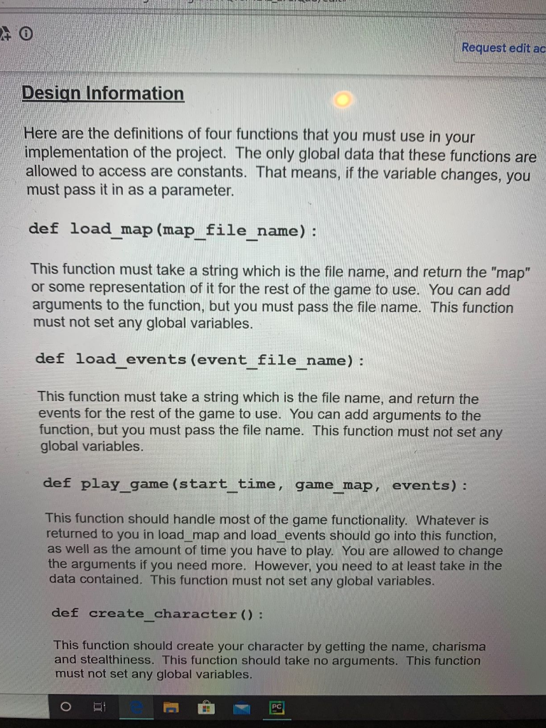 Request edit a Description Your task for this project | Chegg.com