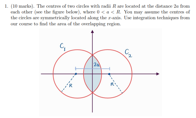 Solved 1. (10 marks). The centres of two circles with radii | Chegg.com