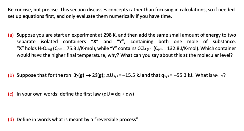 Solved Be concise, but precise. This section discusses | Chegg.com