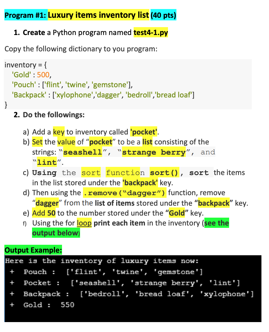 Solved Program #1: Luxury items inventory list (40 pts) 1. | Chegg.com