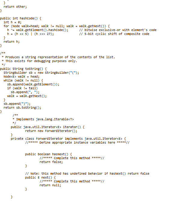 Solved Provided codeA SinglyLinkedList class is provided | Chegg.com